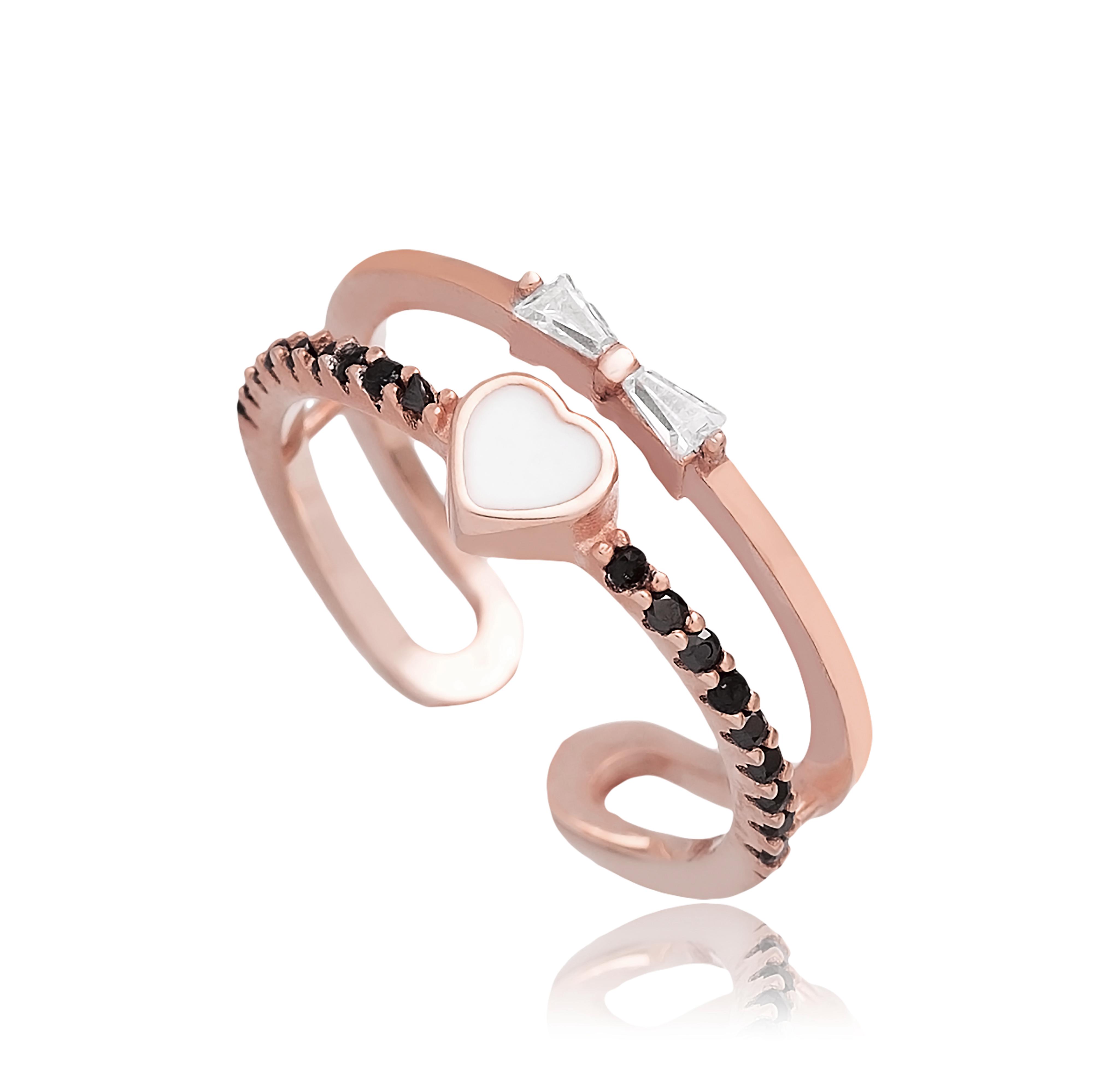 Baguette Stone Heart Design Ring Turkish Handmade Wholesale 925 ...