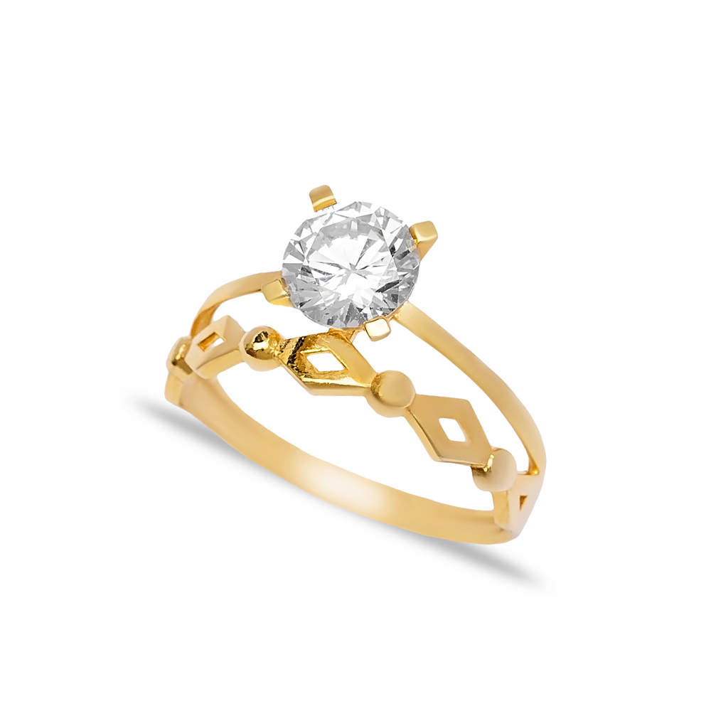 Wedding Jewellery Turkish Silver Engagement CZ Solitaire Ring Double ...