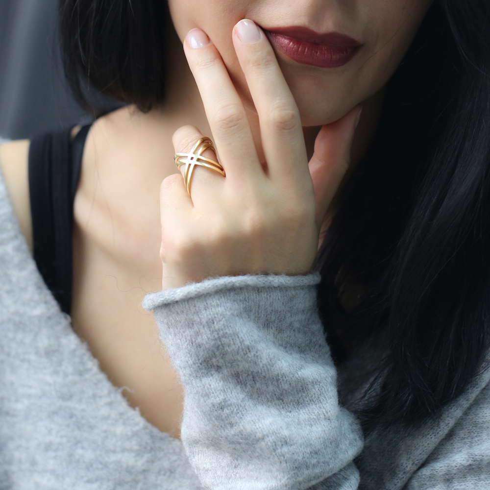 Adjustable Double X Design Ring In Turkish Wholesale Handcrafted Silver ...