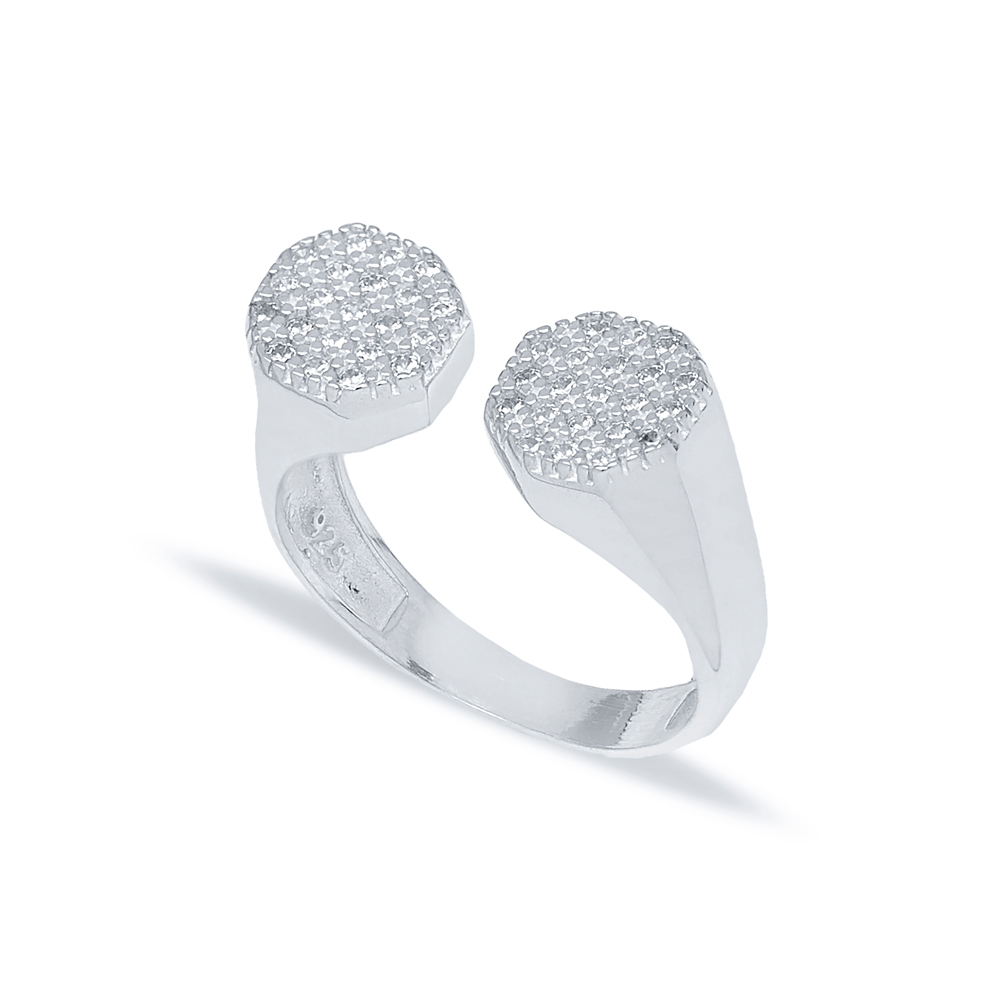 Little Finger Two Round Shape Zircon Stone Adjustable Ring Wholesale ...