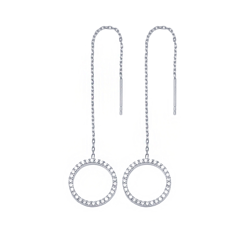 Sterling Silver Ear Thread Circle Shape Earrings Turkish Wholesale ...